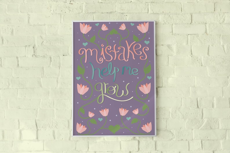 Flowery Motivational Classroom Poster - Etsy