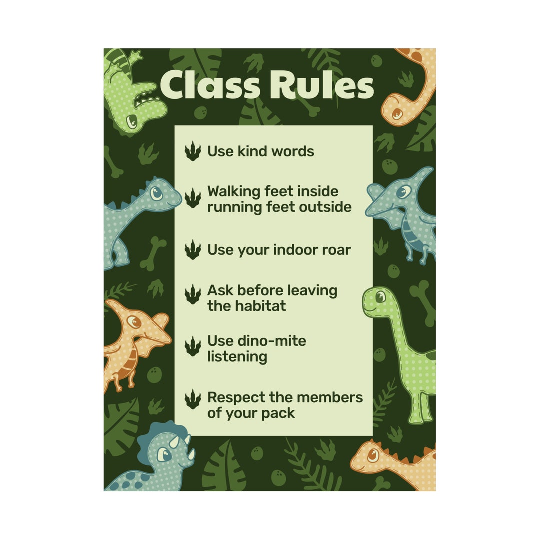 Dino Class Rules Poster - Etsy