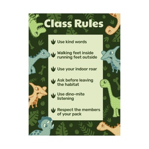 Dino Class Rules Poster - Etsy
