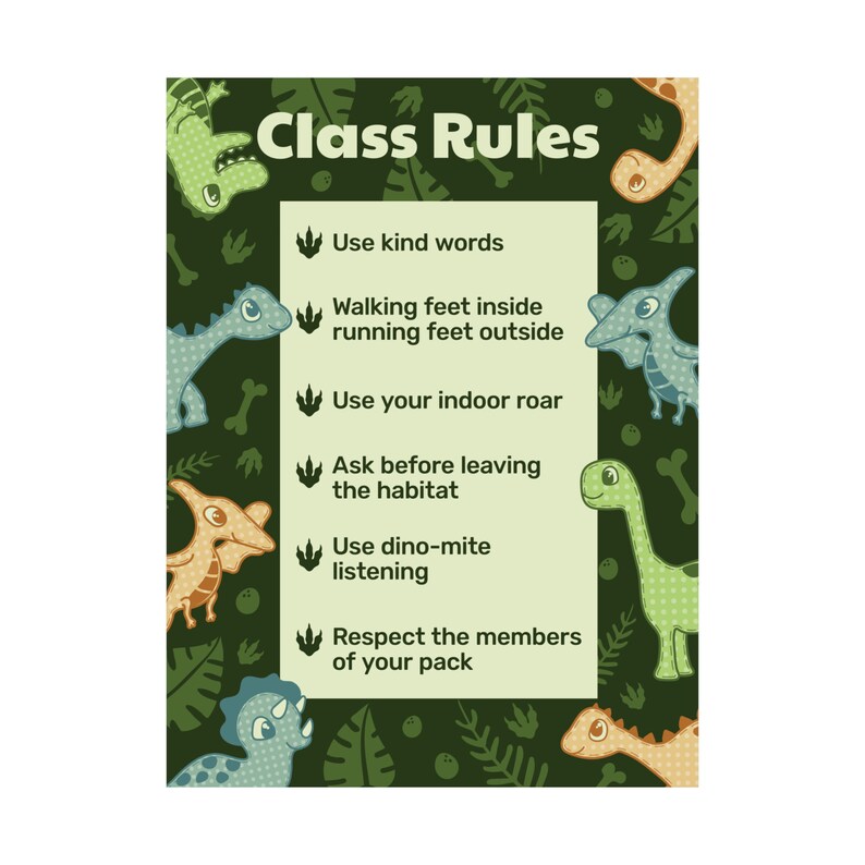 Dino Class Rules Poster - Etsy