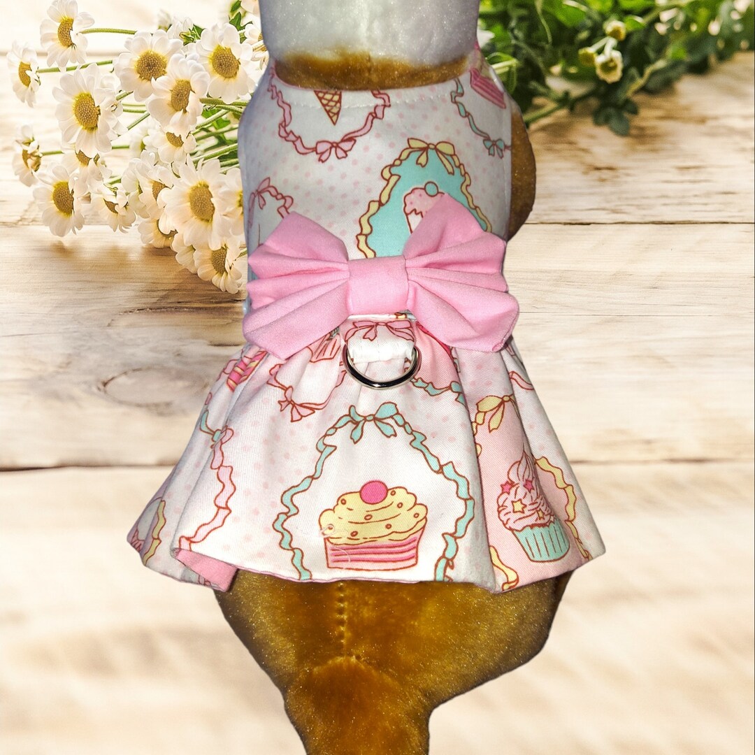 Cupcake and Ice Cream Pink Dog Harness Dress - Etsy