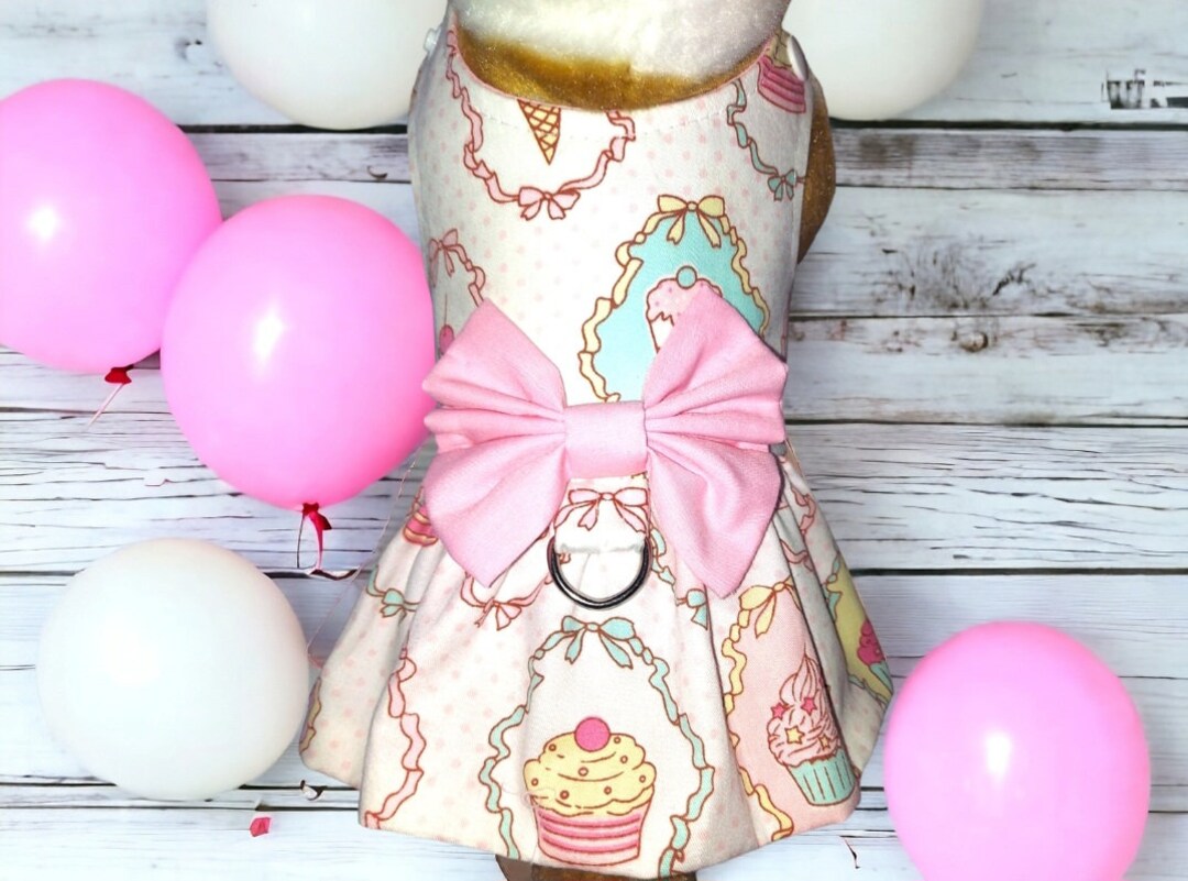 Cupcake and Ice Cream Pink Dog Harness Dress - Etsy