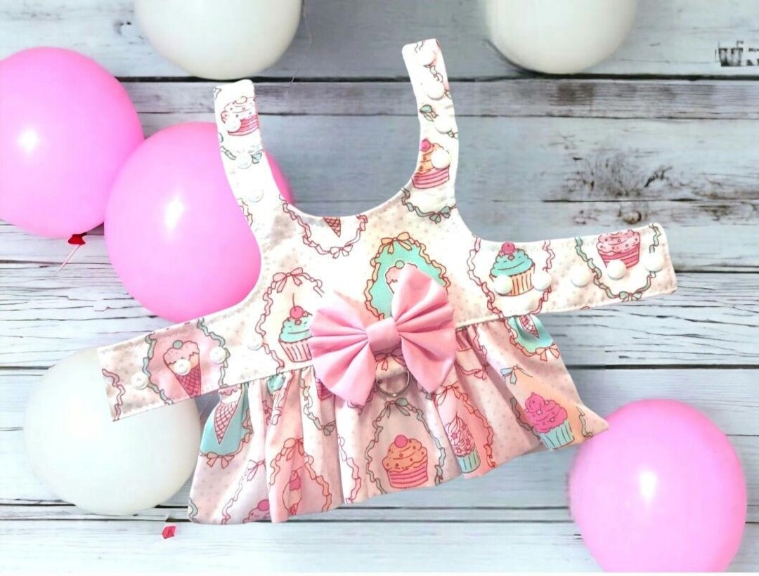 Cupcake and Ice Cream Pink Dog Harness Dress - Etsy