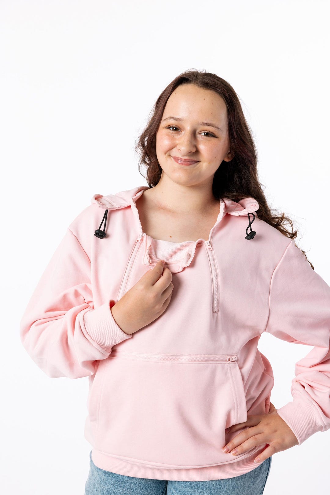 Pale Pink Adult Chemo Chest Port & Abdomen Zipper Access Hoodie Warm - Etsy