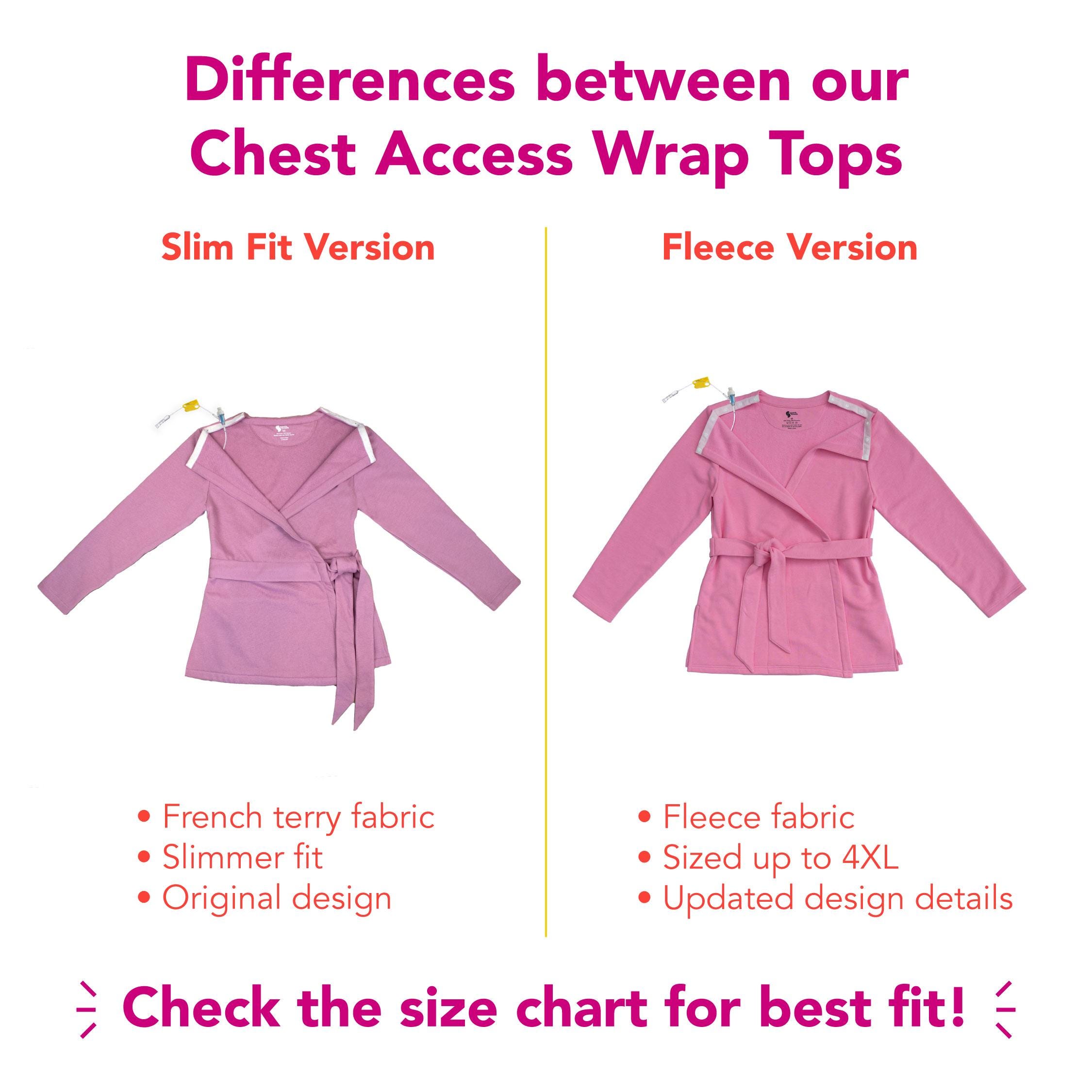Gray Adult Chemo Post-surgery Chest Access Fleece Wrap Top - Etsy