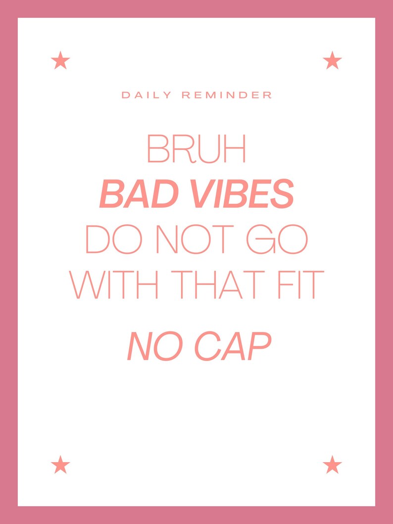 Funny Classroom Posters Gen Z Slang Set of 6 Pink Groovy Design JPEG ...