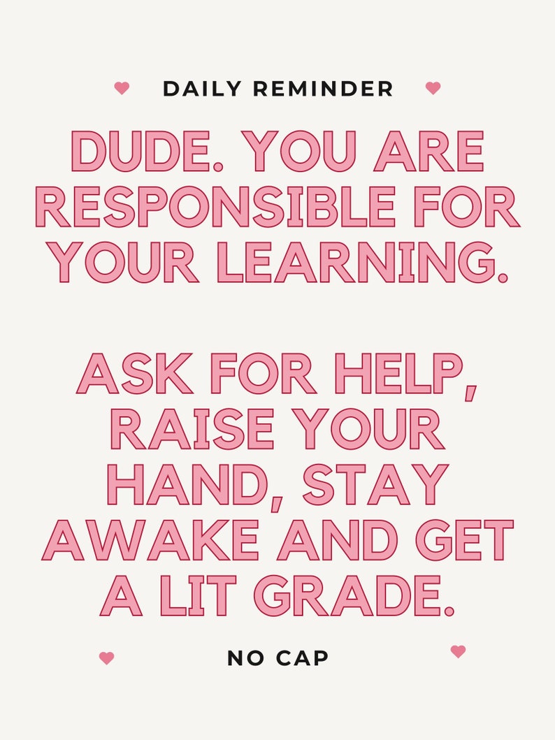 Funny Classroom Posters Gen Z Slang Set of 6 Pink Groovy Design JPEG ...