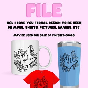 American Sign Language I Love You Hand With Florals Cut File to Be Used ...
