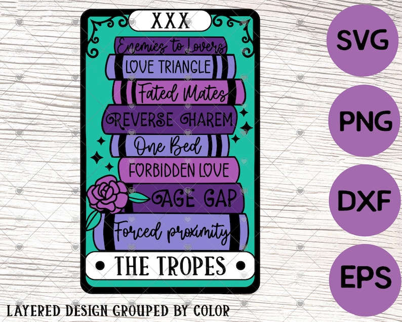 Book Tropes Tarot Card Svg / Romance Smut Book Svg / Enemies - Etsy