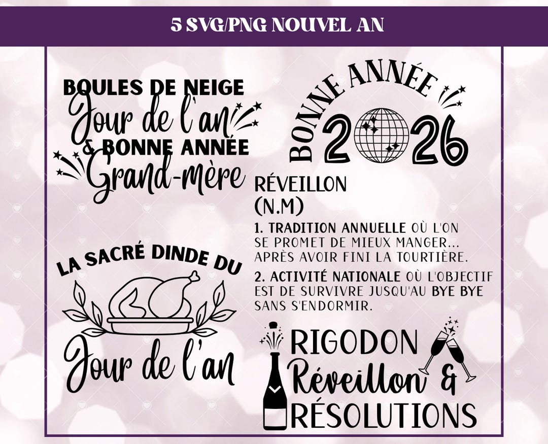 2026 French New Year SVG Bundle: Français, Nouvel An, Réveillon, Jour ...