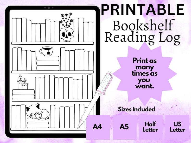 Bookshelf Book Tracker Printable Bookshelf Reading Log - Etsy