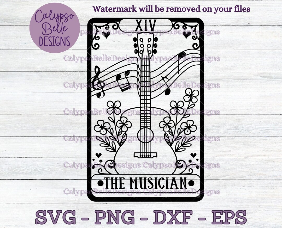 The Musician Tarot Card Svg / Guitar Svg / Floral Guitar Svg / Acoustic ...