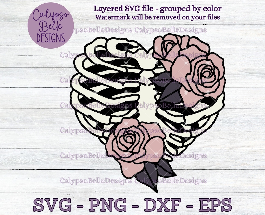 Skeleton Heart Svg / Rib Cage Heart Svg, Black Soul / Emo Goth Svg ...