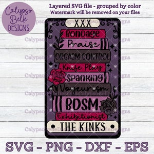 Kinky Book Tarot Card Svg / Romance Smut Book / Kinks Svg / Kinks Tarot ...