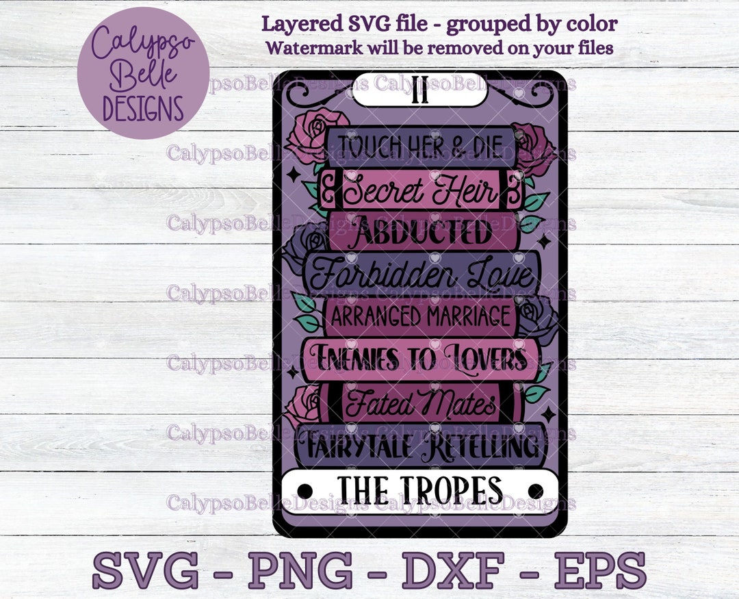 Book Tropes Tarot Card Svg, Romance Smut Book Svg, Enemies to Lovers ...