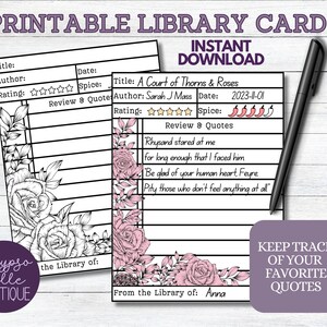 Library Card Printable, Instant Download Printable Card, Spicy Book ...