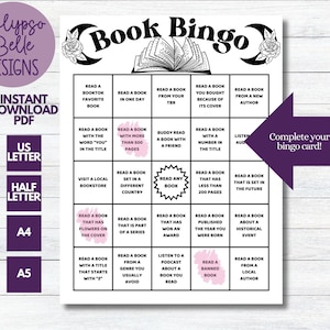 Book Bingo, Book Bingo Printable, A5 Journal Page, Reading Challenge ...
