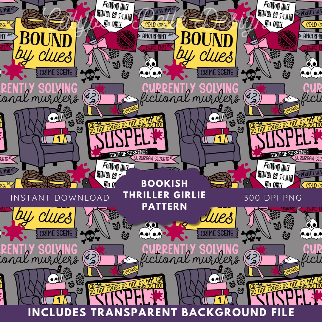 True Crime Seamless Pattern: Murder Mystery Png, Bookish Pattern Png ...