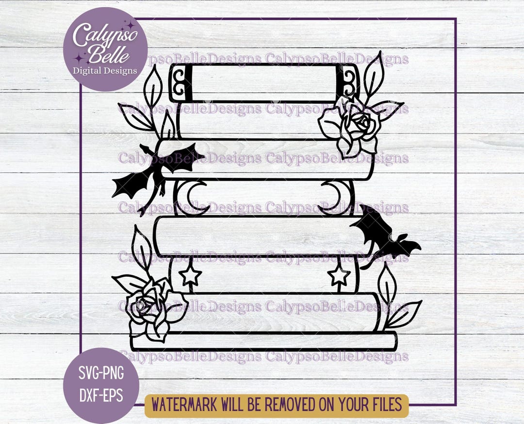 Blank Book Stack Svg, Romance Smut Book Svg, Book Stack Svg, Mystical ...