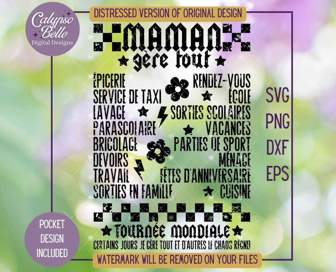 Maman Svg, French Svg, Fête Des Mères Png, Maman Français, Retro Maman ...