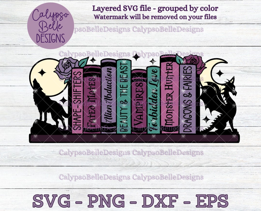 Paranormal Romance Book Shelf Svg, Romance Reader Svg, Smut Reader Svg ...