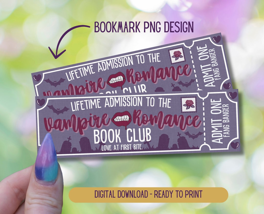 Book Club Bookmarks, Vampire Romance Bookmark, Digital Printable ...