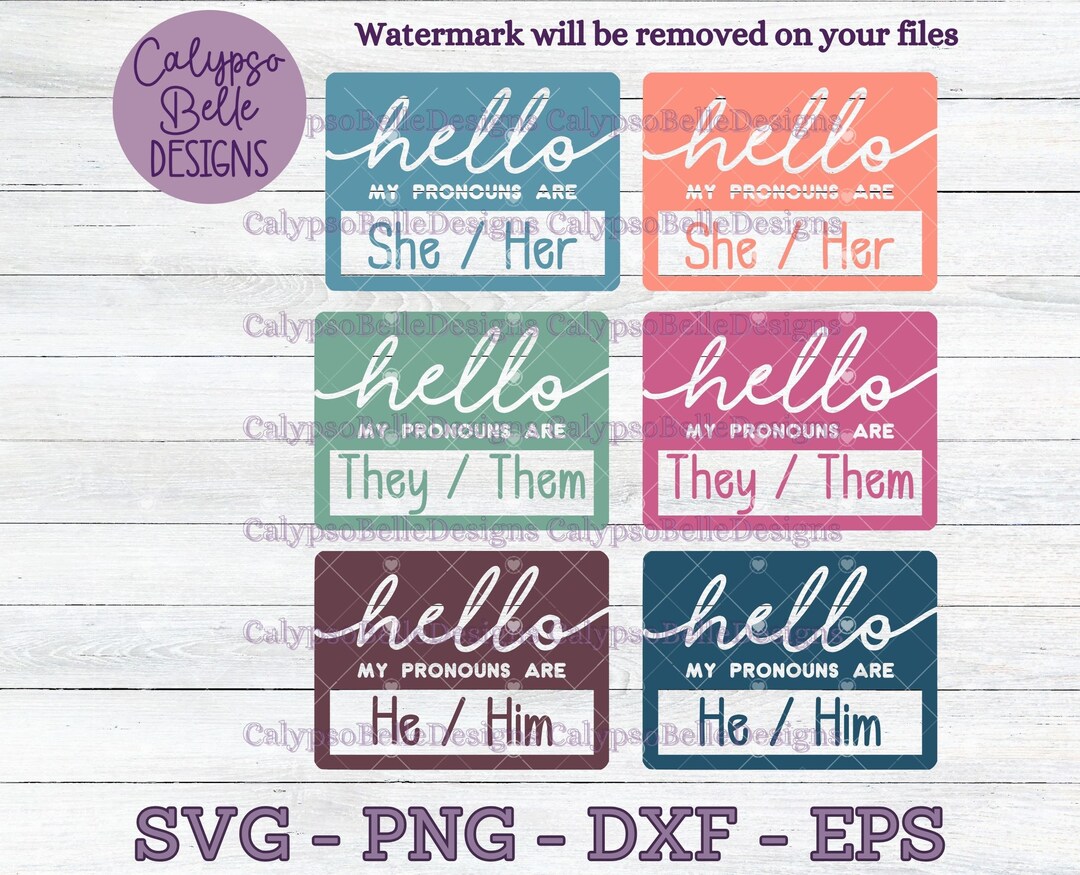 Pronoun Svg / Pronouns They Them She Her He Him Stickers / Svg, Png ...