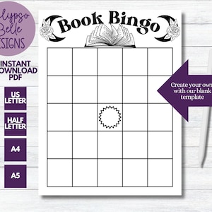 Book Bingo, Book Bingo Printable, A5 Journal Page, Reading Challenge ...