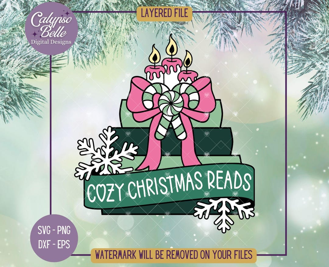 Christmas Book Stack SVG: Cozy Reads, Book Lover PNG (digital Download ...
