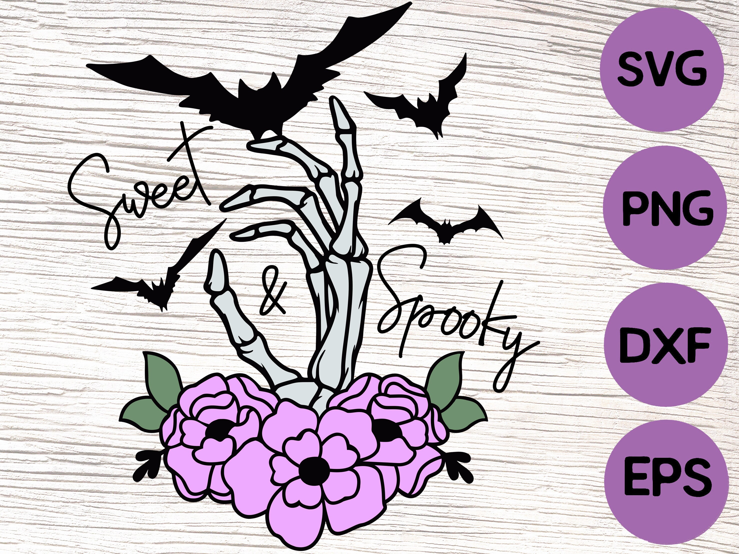 Spooky Svg / Sweet & Spooky Svg / Skeleton Hand Bat Svg / Emo - Etsy ...