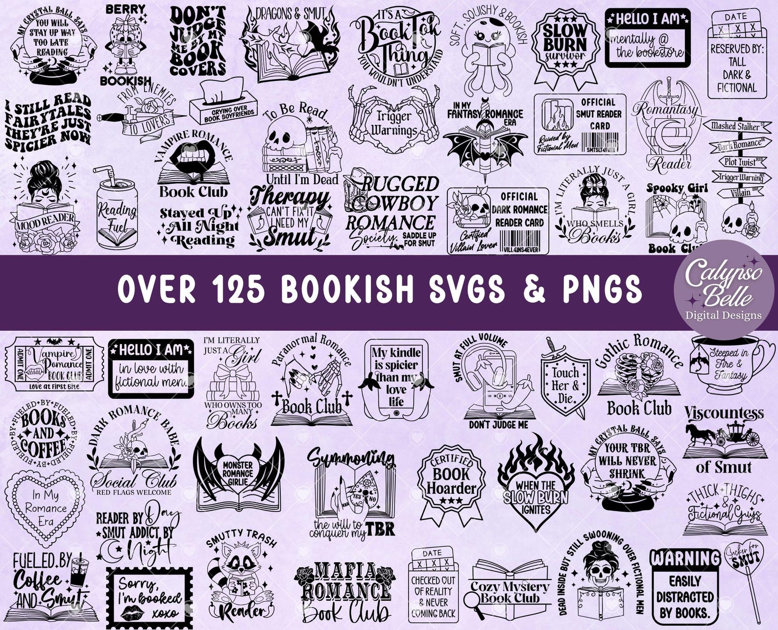 Book Lover SVG Bundle: Romance, Fantasy Reader Designs (digital ...