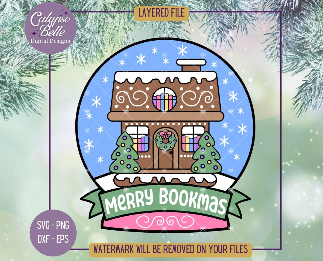 Merry Bookmas Gingerbread Snow Globe PNG SVG (digital Download) - Etsy