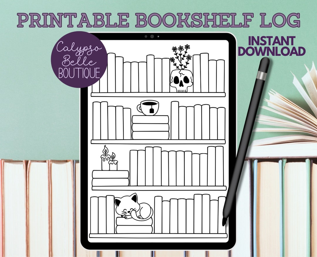Bookshelf Book Tracker, Printable Bookshelf Reading Log, Digital ...