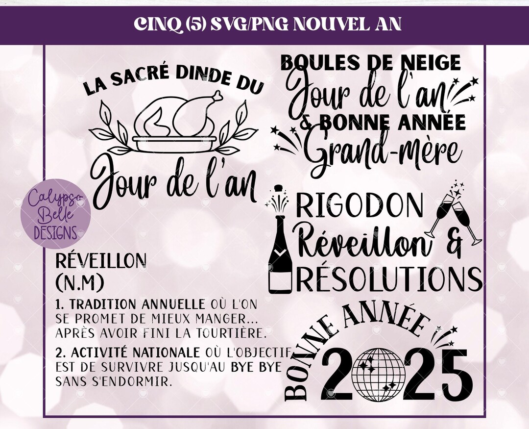 2025 French New Year SVG Bundle: Bonne Année, Québec (SVG, PNG) - Etsy