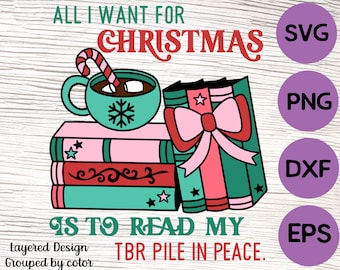 Bookish Christmas Svg - Etsy