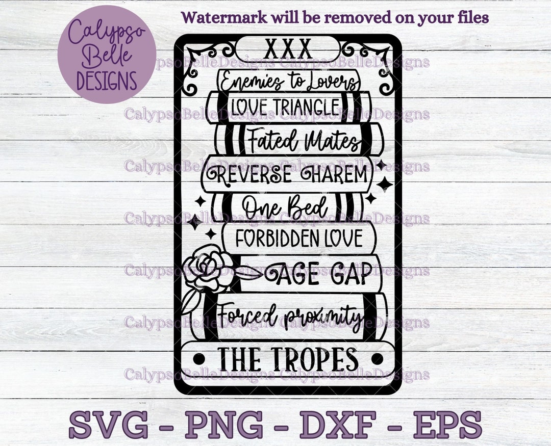 Book Tropes Tarot Card Svg, Romance Smut Book Svg, Enemies to Lovers ...