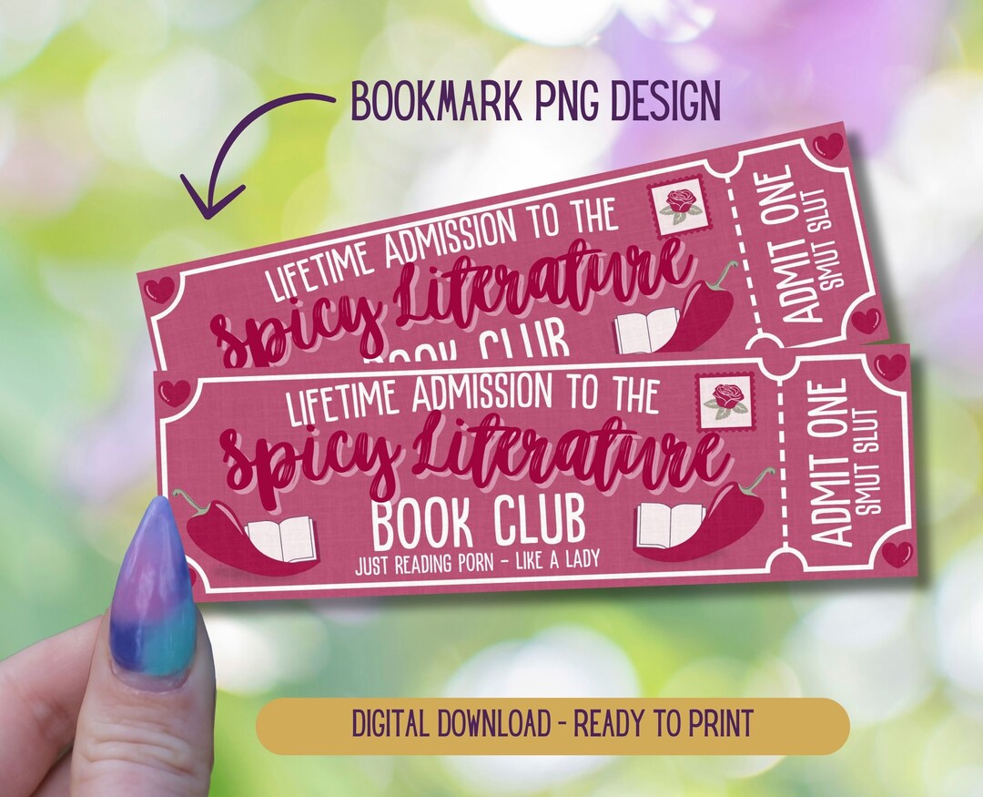 Book Club Bookmark, Spicy Literature Book Club Bookmark, Digital ...
