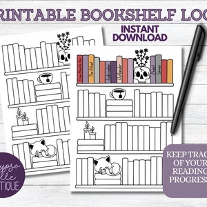 Bookshelf Book Tracker, Printable Bookshelf Reading Log, Digital ...