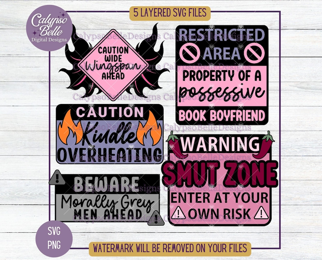 Bookish Sign Bundle Svg, Bookish Stickers Svg, Smut Reader Svg, Dark ...