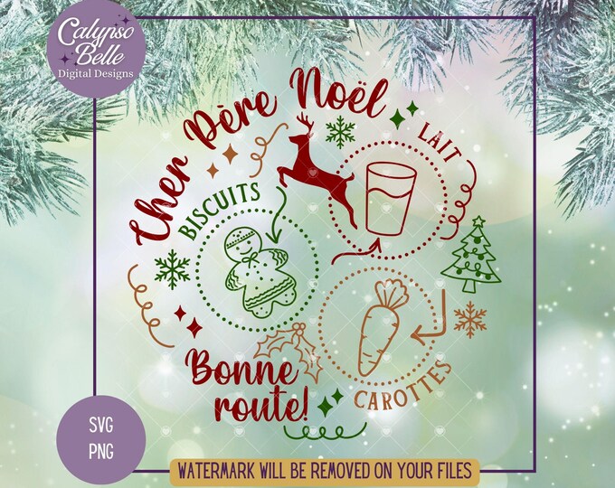 SVG Plateau Du Père Noël En Francais, Svg Santa Tray, Svg Assiette De ...