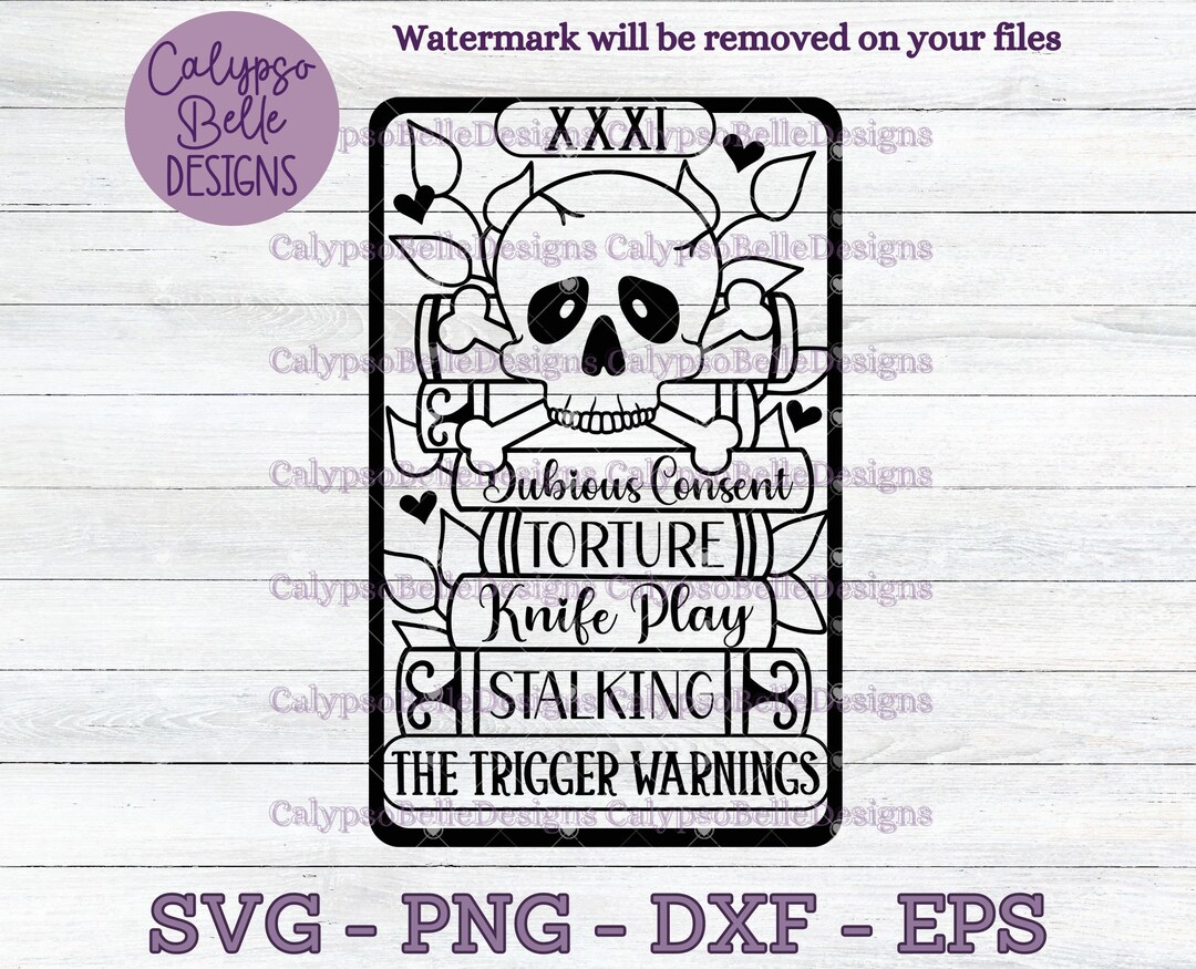 The Trigger Warnings Tarot Card Svg / Book Tropes Svg / Romance Smut ...