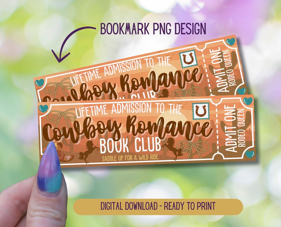 Book Club Bookmarks, Cowboy Romance Bookmark, Rodeo, Digital Printable ...
