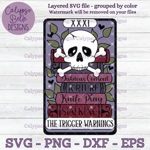The Trigger Warnings Tarot Card Svg / Book Tropes Svg / Romance Smut ...