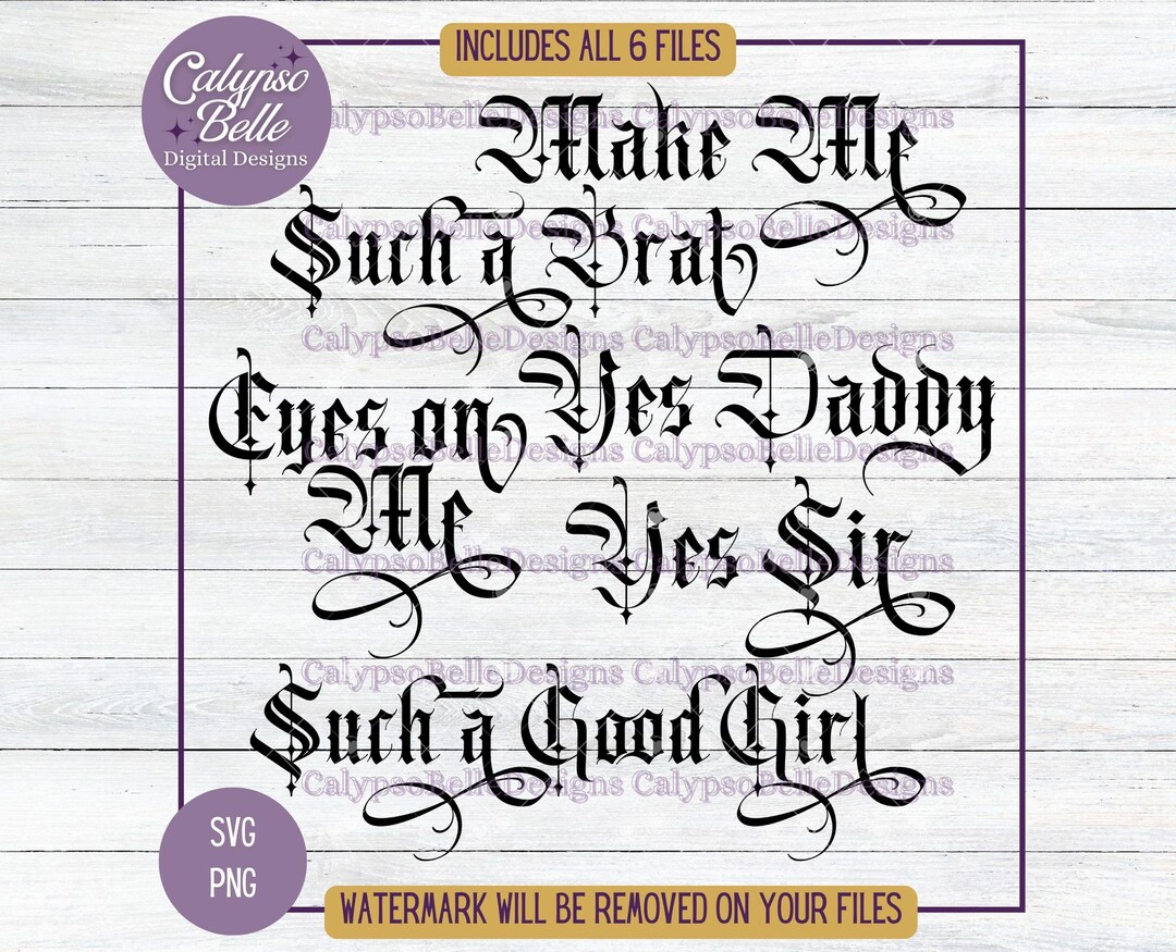 Buena chica svg, Brat svg, Sí señor svg, Hazme, Ojos en mí, STFUATTDLAGG, Lector de obscenidades ...