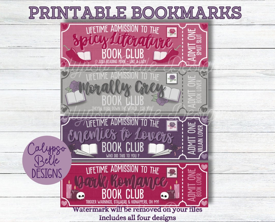 Book Club Bookmarks, Morally Grey Bookmark, Digital Printable Bookmarks ...