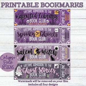 Book Club Bookmarks, Spooky Ghoul, Digital Printable Bookmark ...