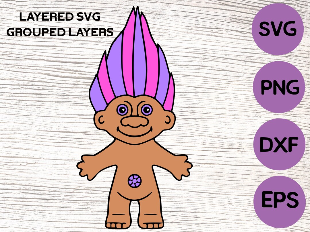 Retro Troll Doll Svg / Pastel 90s Cartoon Gift / Troll Layered - Etsy
