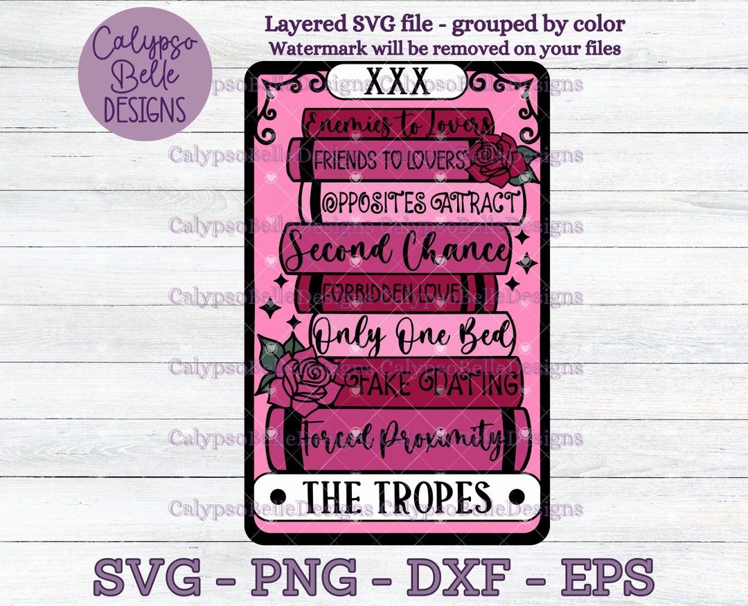 Book Tropes Tarot Card Svg, Romance Smut Book Svg, Enemies to Lovers ...