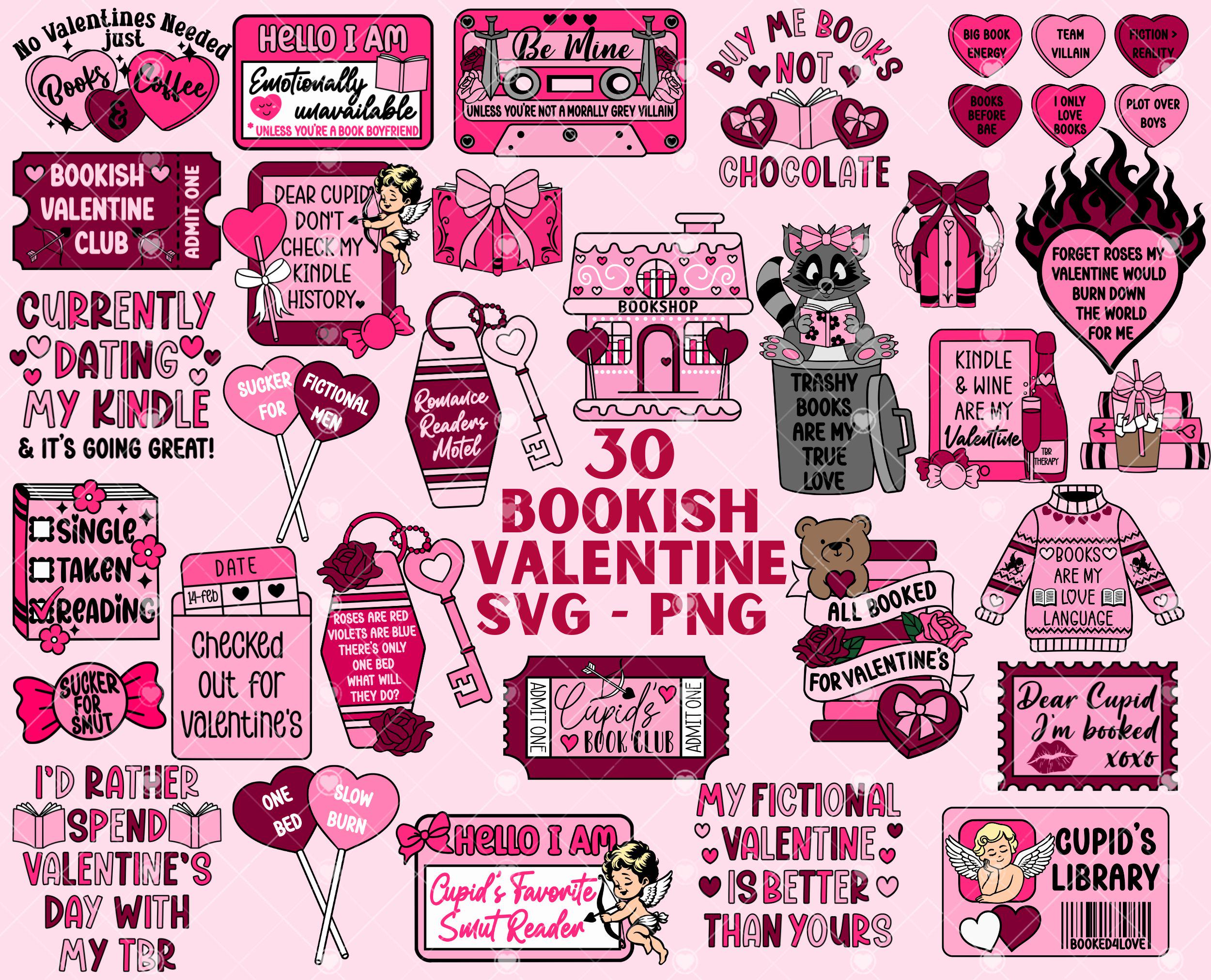Bookish Valentine's Day Bundle: SVG, PNG (digital Download) - Etsy
