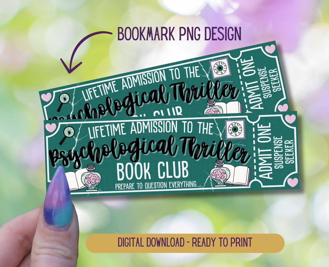 Book Club Bookmarks, Psychological Thriller Bookmark, Printable ...